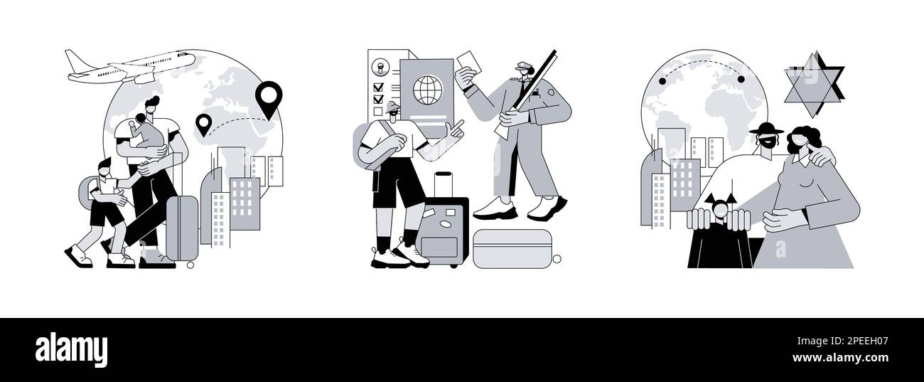 Residence permit abstract concept vector illustration set. Immigration ...