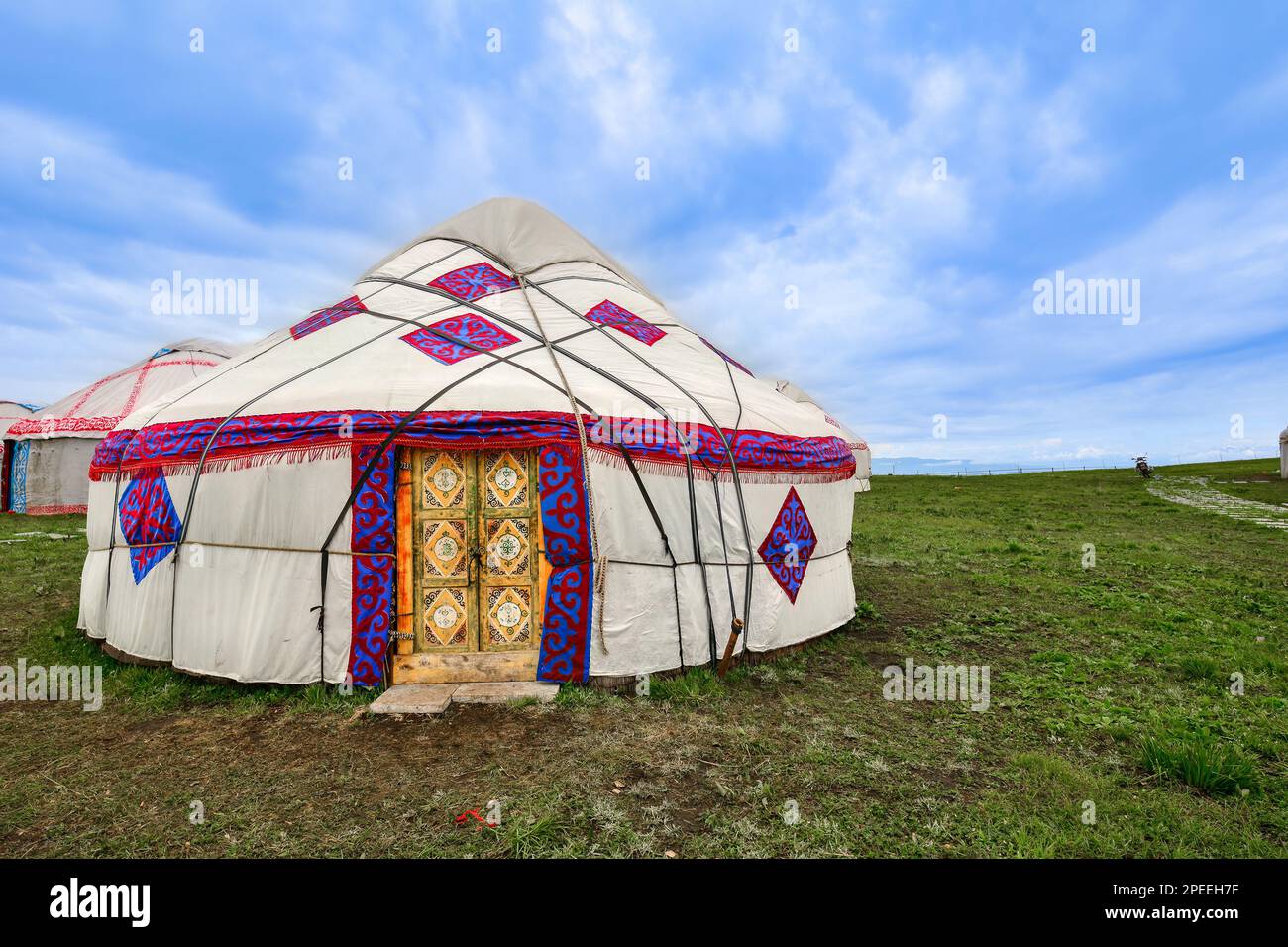 A Kazakh felt house, also known as a yurt, is a traditional nomadic ...