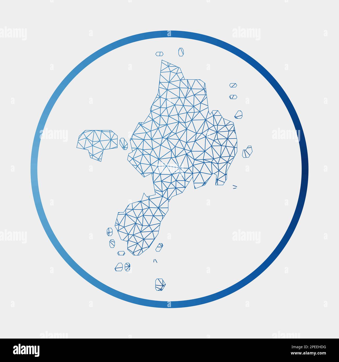 Sark icon. Network map of the island. Round Sark sign with gradient ...