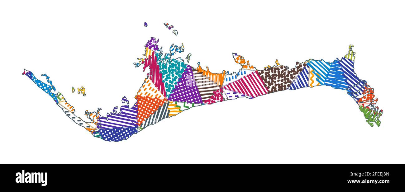 Kid style map of Grand Bahama. Hand drawn polygons in the shape of ...