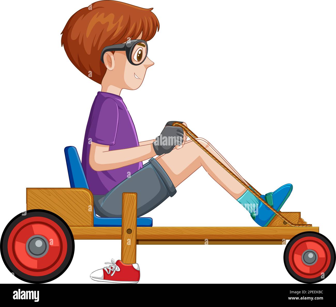 Boy driving Billy cart illustration Stock Vector Image & Art - Alamy