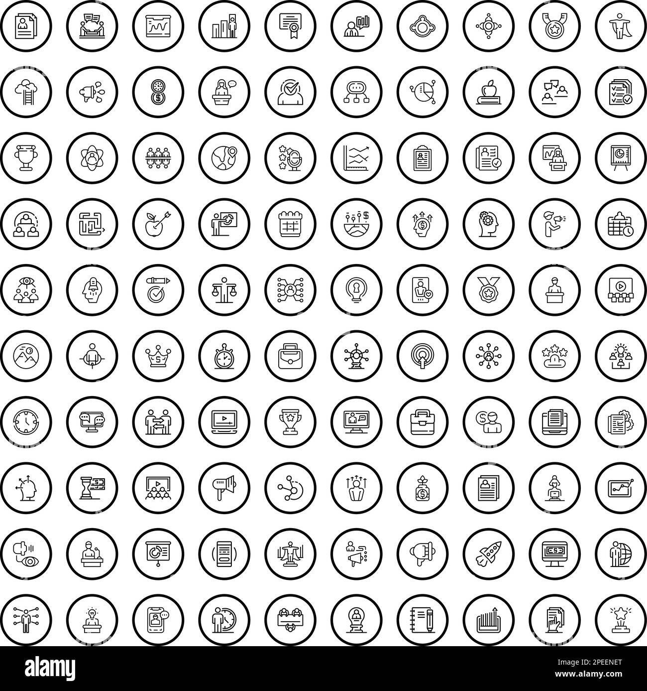 100 seminar icons set. Outline illustration of 100 seminar icons vector ...