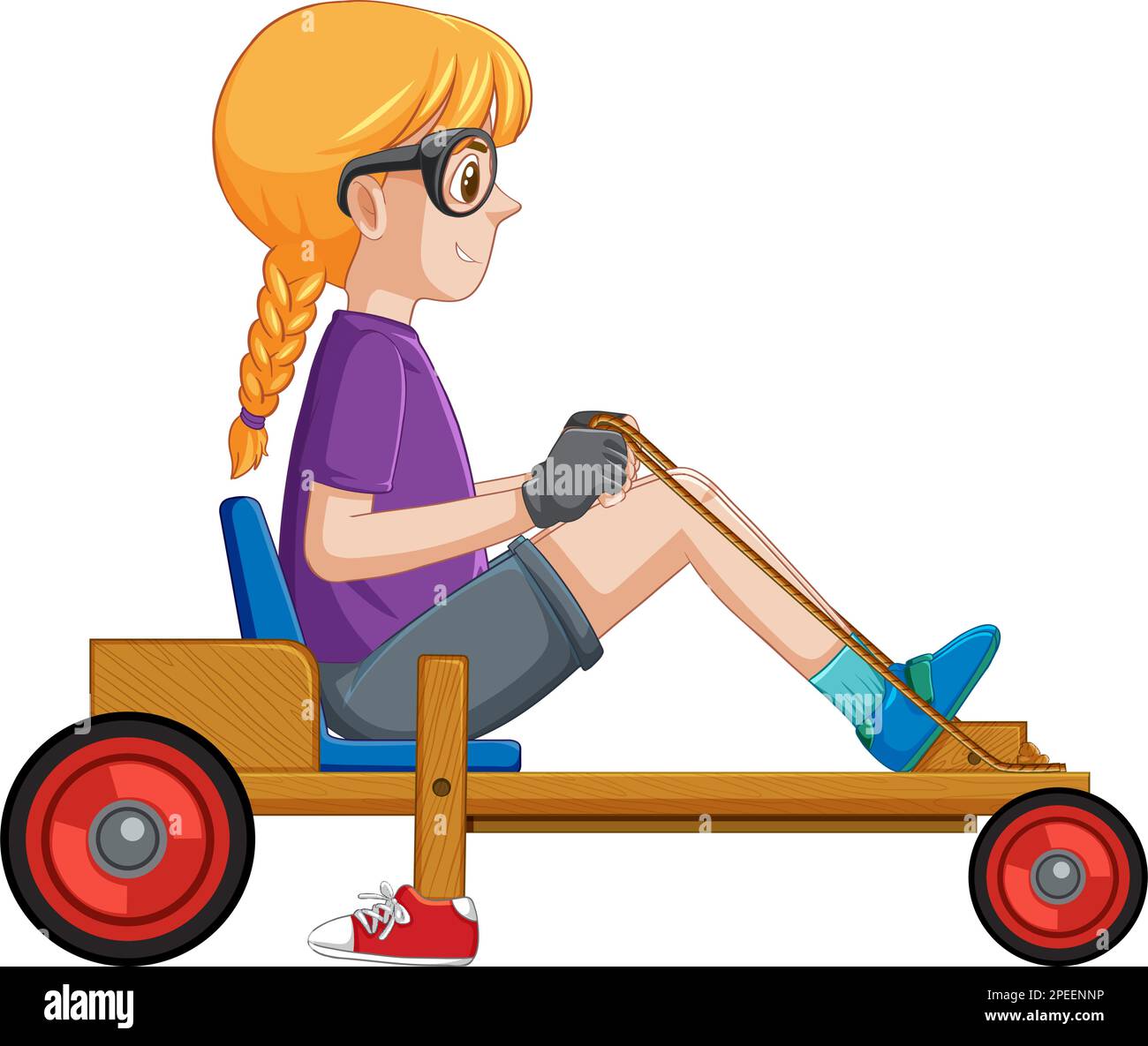 Girl driving Billy cart illustration Stock Vector Image & Art - Alamy