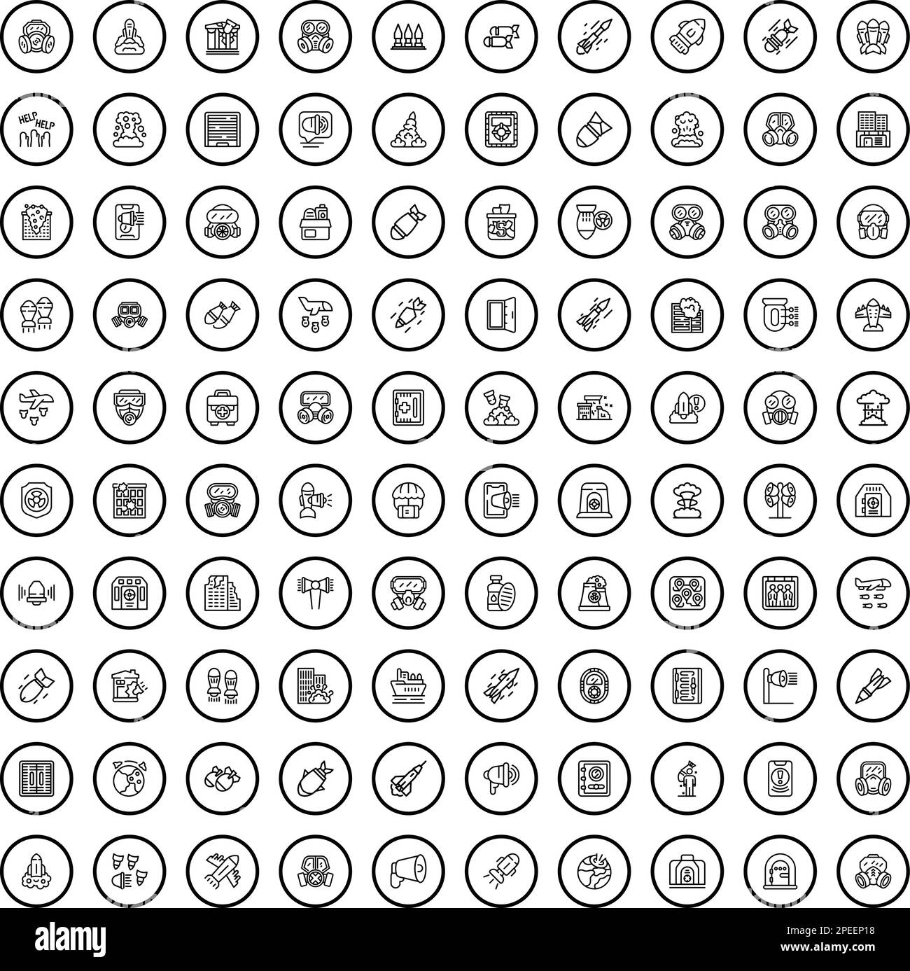 100 war icons set. Outline illustration of 100 war icons vector set ...