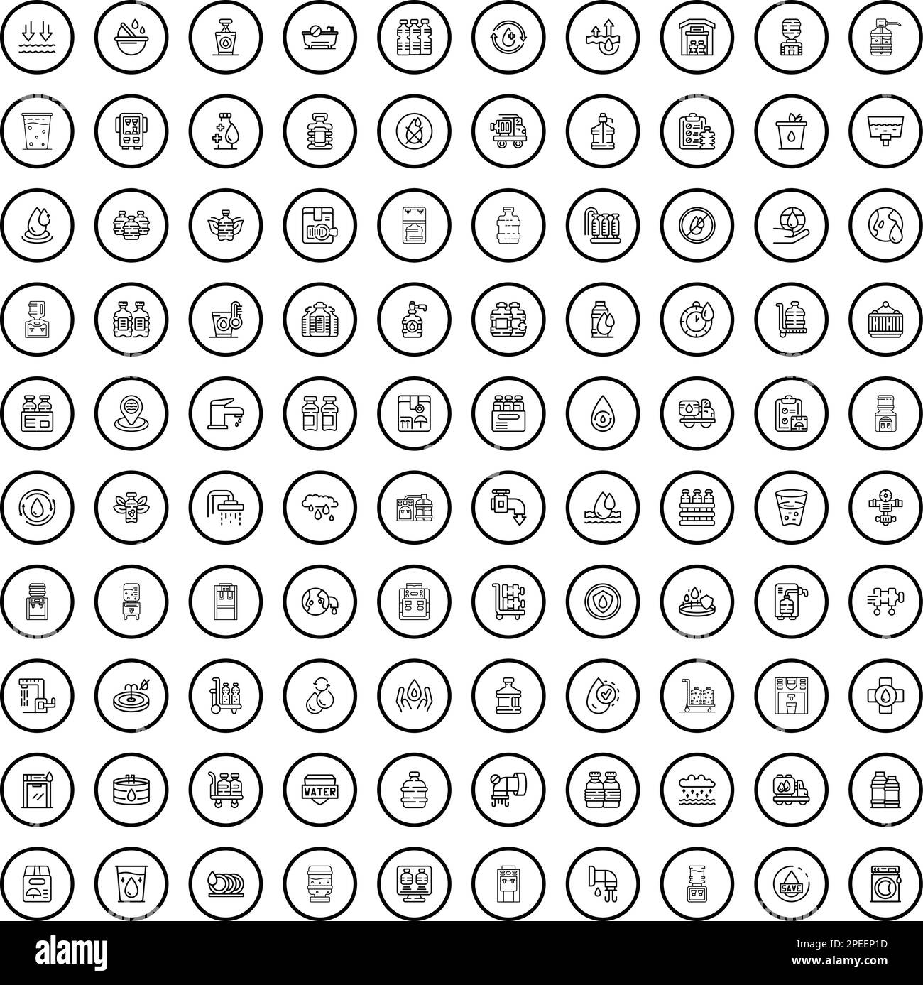 100 water icons set. Outline illustration of 100 water icons vector set ...