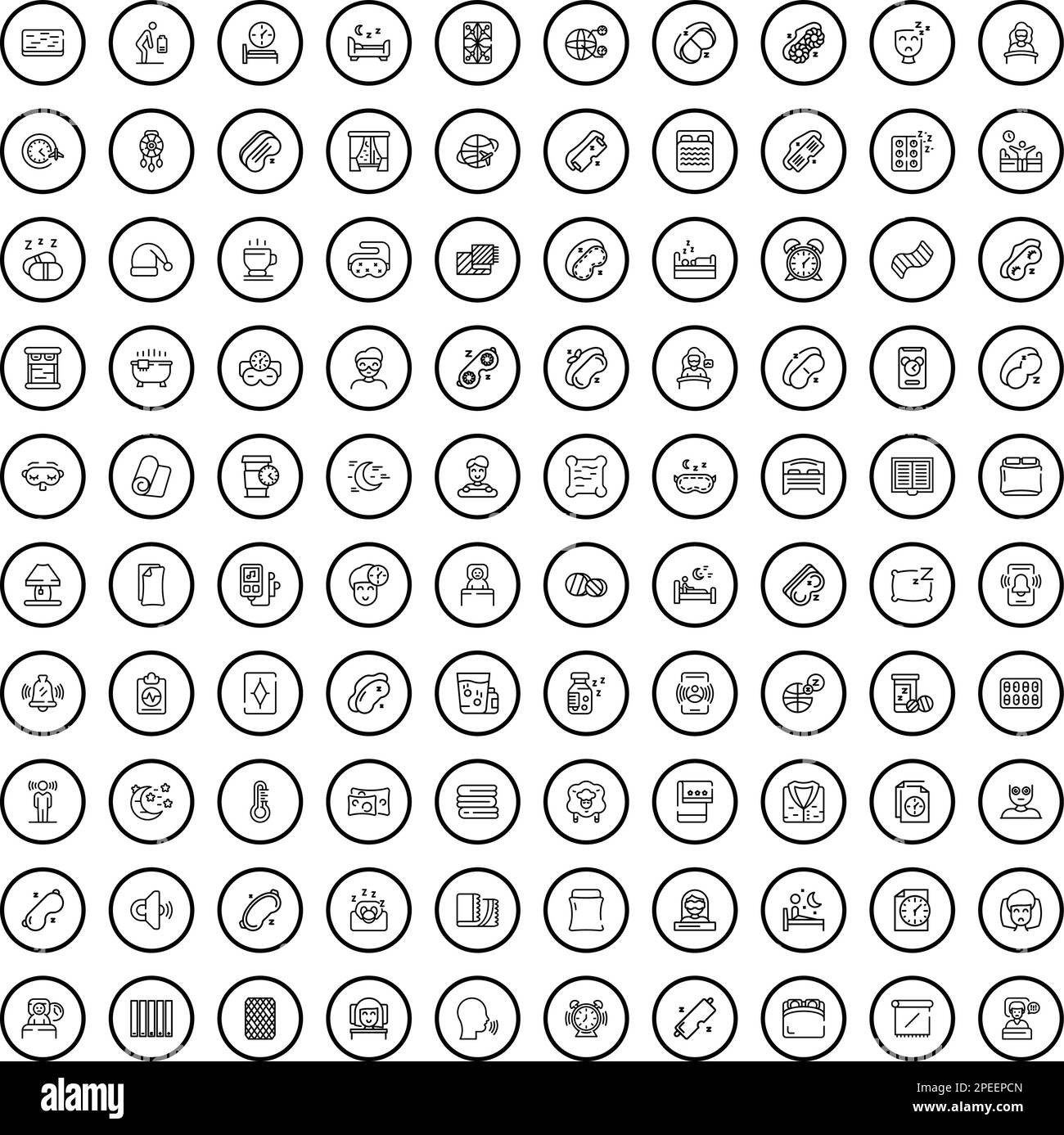 100 sleep icons set. Outline illustration of 100 sleep icons vector set ...