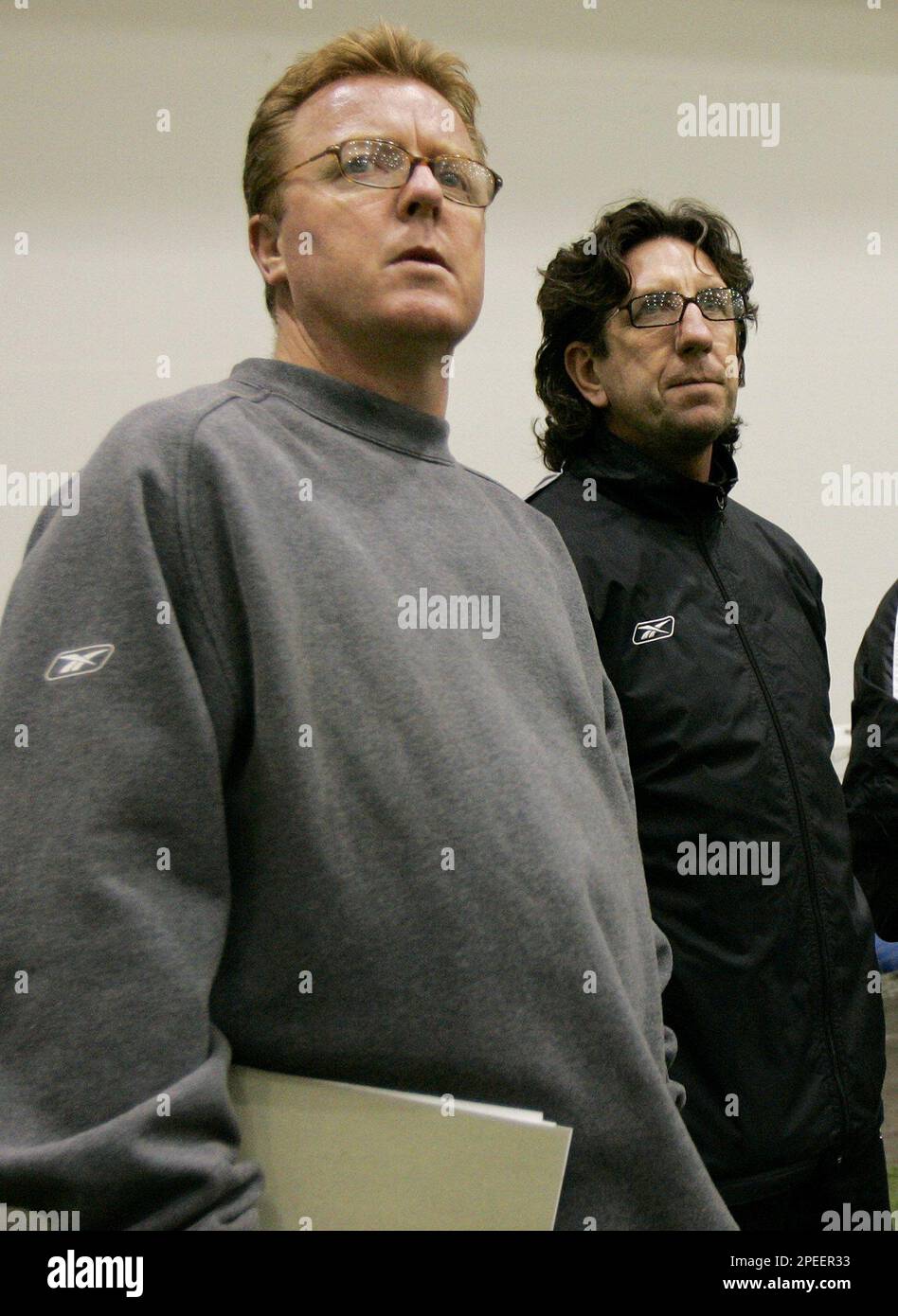 New England Revolution coach Steve Nicol, left, and assistant coach ...