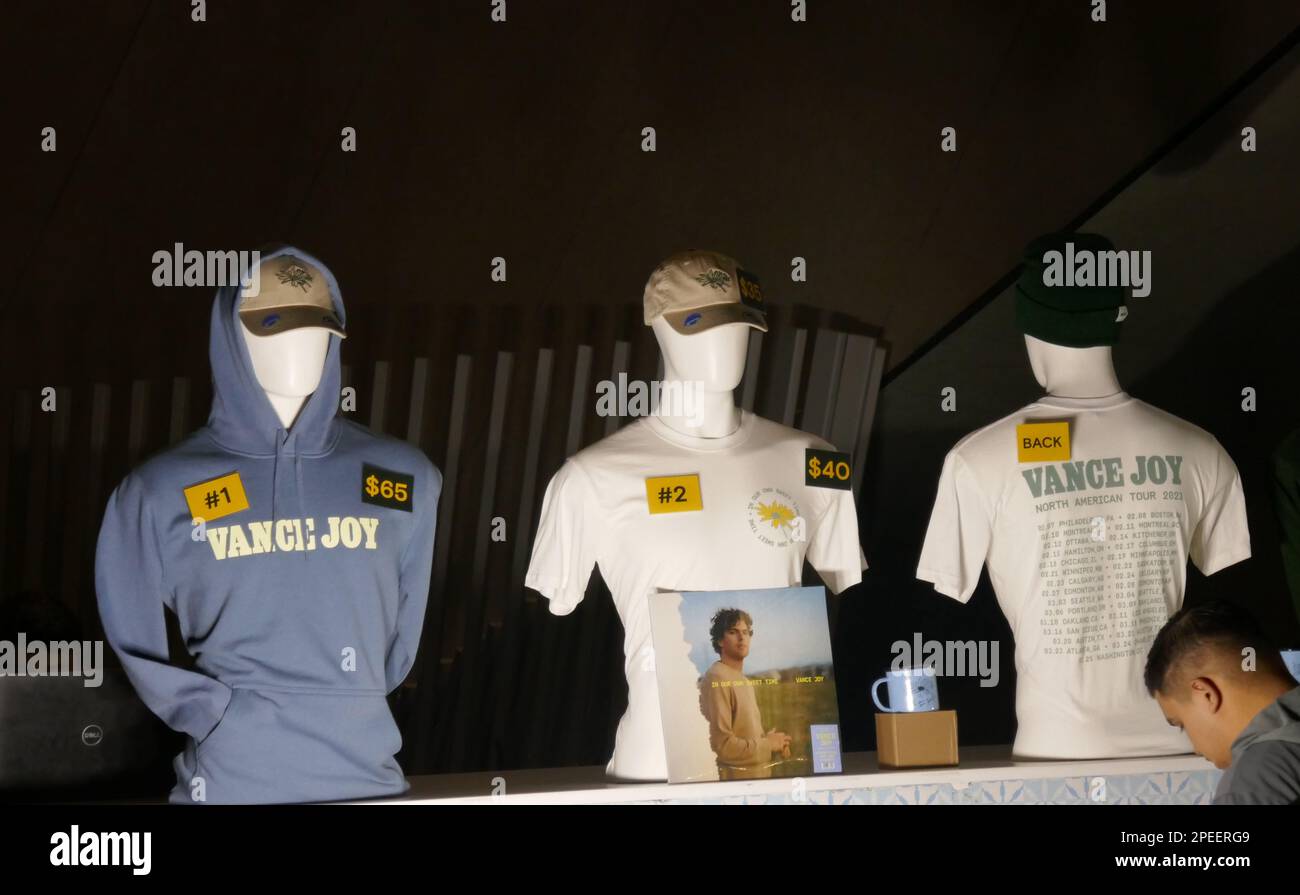 Inglewood, California, USA 11th March 2023 Vance Joy Concert Merch on ...