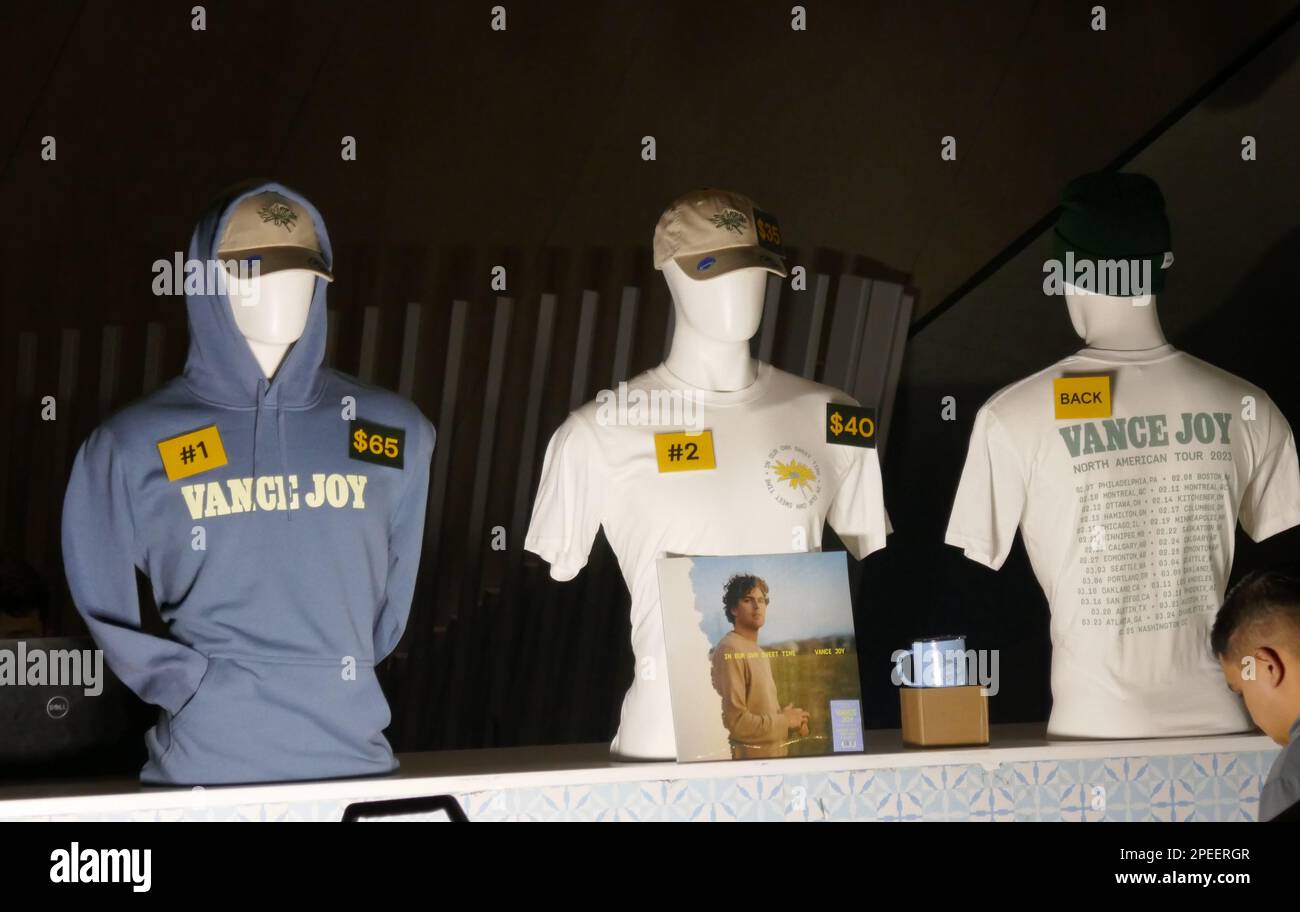 Inglewood, California, USA 11th March 2023 Vance Joy Concert Merch on ...