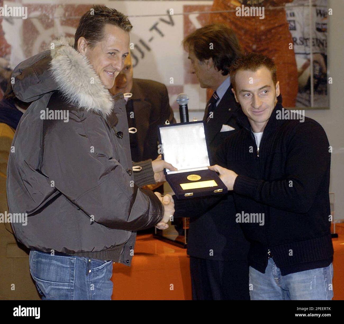 F1 reigning World Champion Michael Schumacher poses with Athens Olympic ...