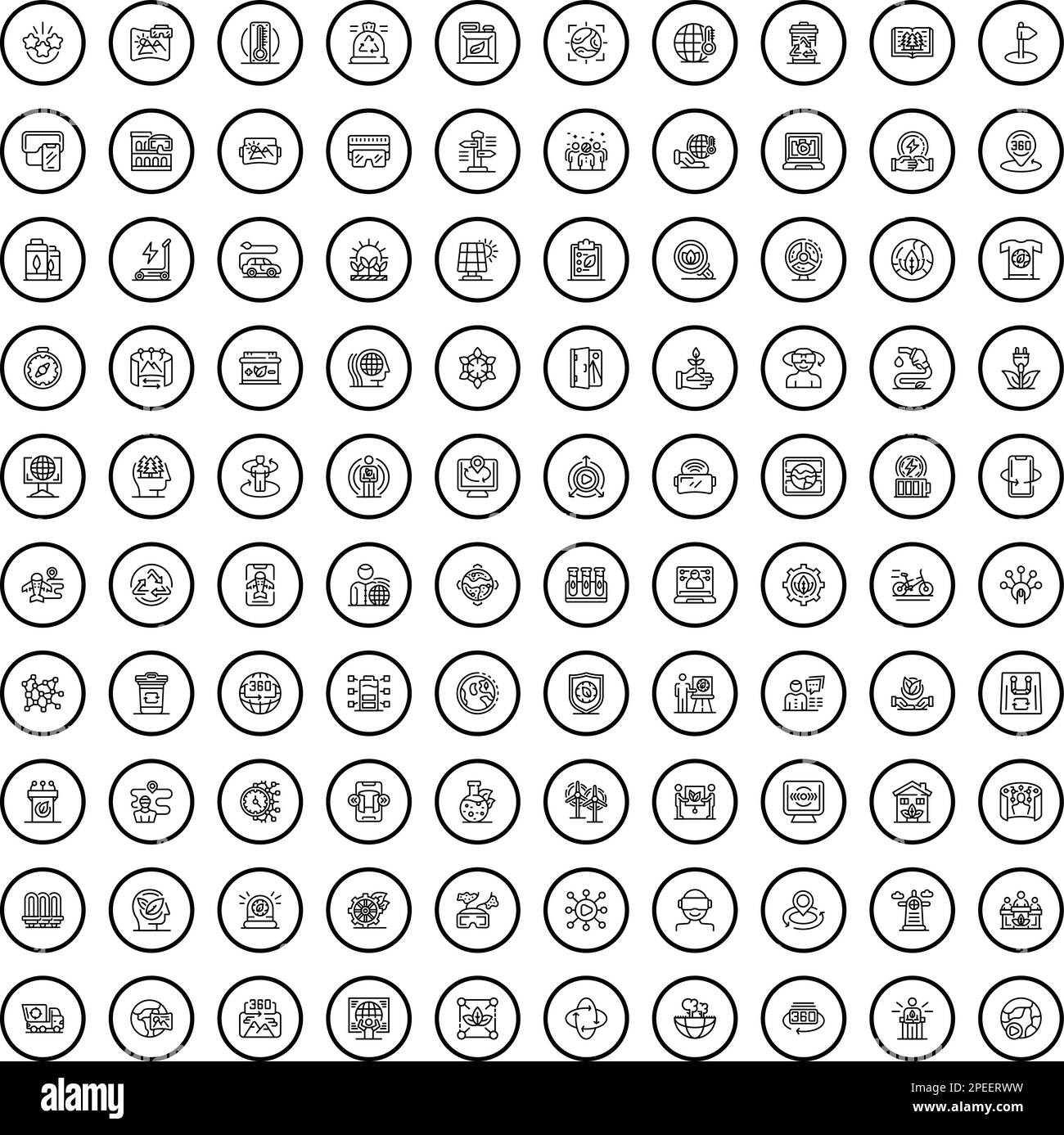 100 world icons set. Outline illustration of 100 world icons vector set ...