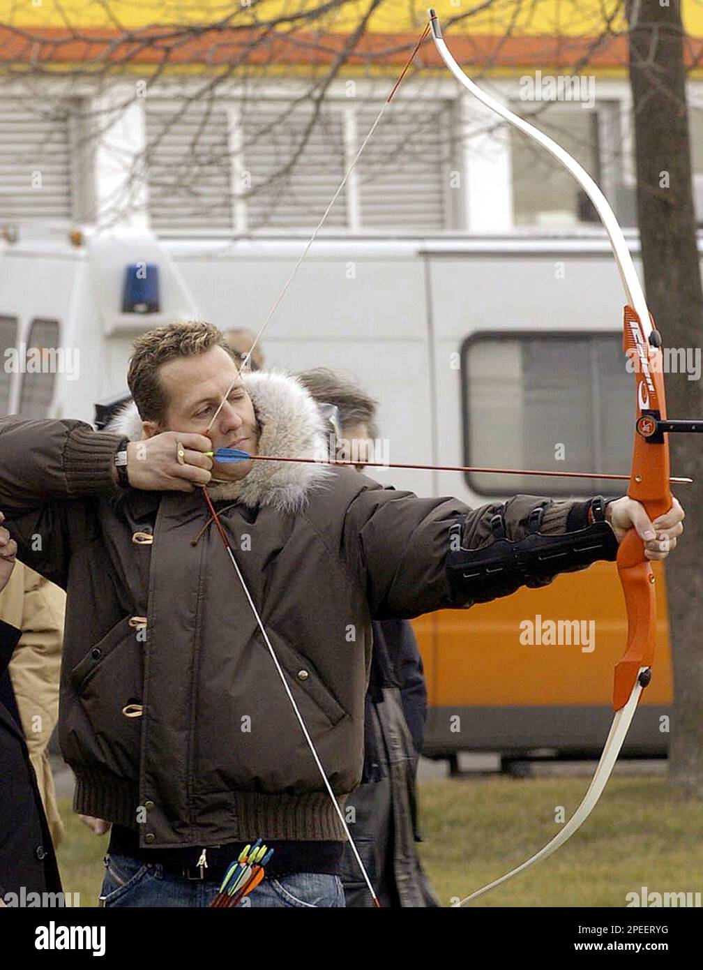 F1 reigning World Champion Michael Schumacher tries the arch of Athens ...