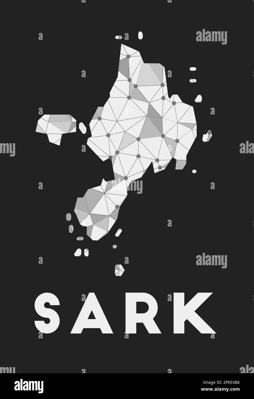 Sark - communication network map of island. Sark trendy geometric ...