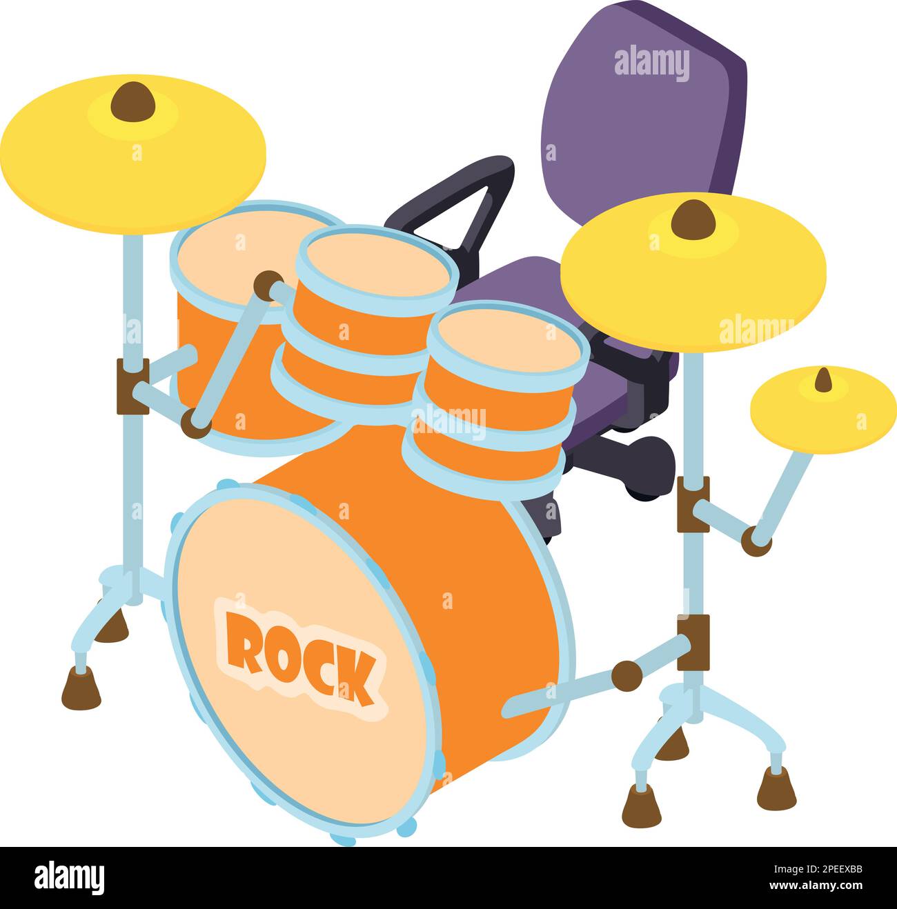 Rock drum icon isometric vector. Percussion musical instrument near ...