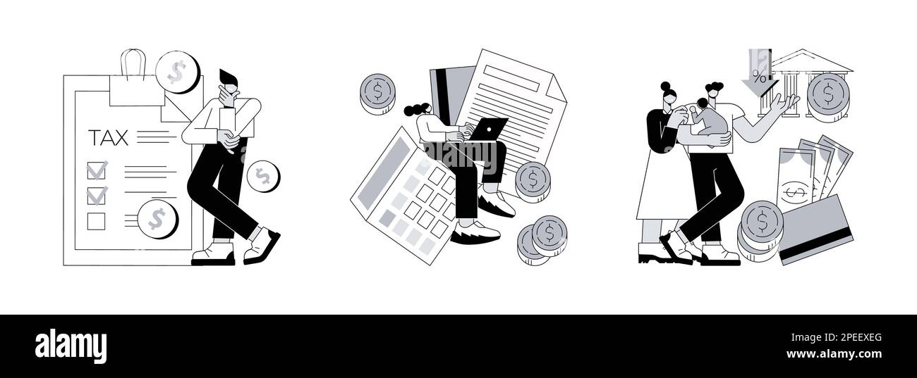 Years tax bill abstract concept vector illustration set. Personal ...