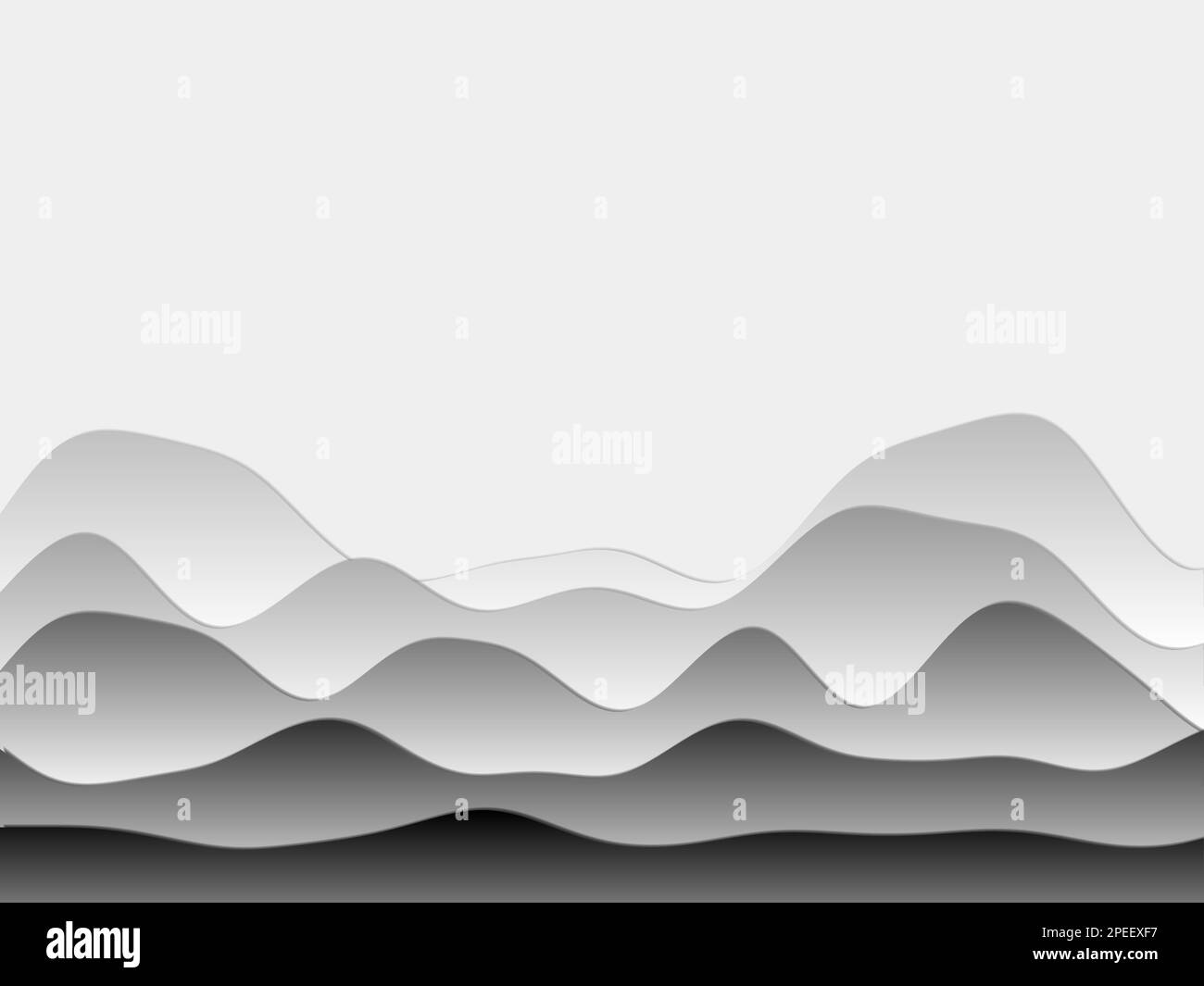 Abstract mountains background. Curved layers in grey colors. Papercut ...