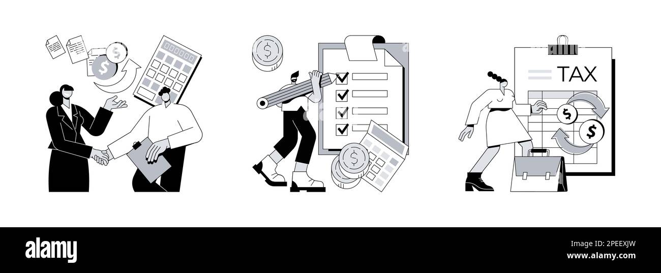 Tax agent service abstract concept vector illustration set. Accountant ...