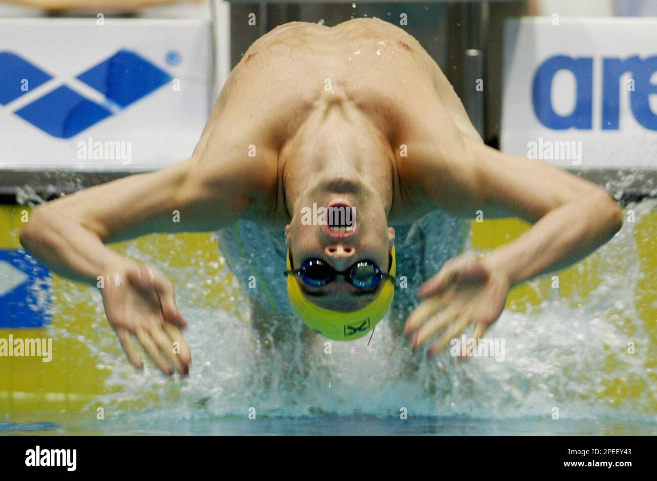 Austria's swimmer Markus Rogan starts, on his way to winning the 200m ...