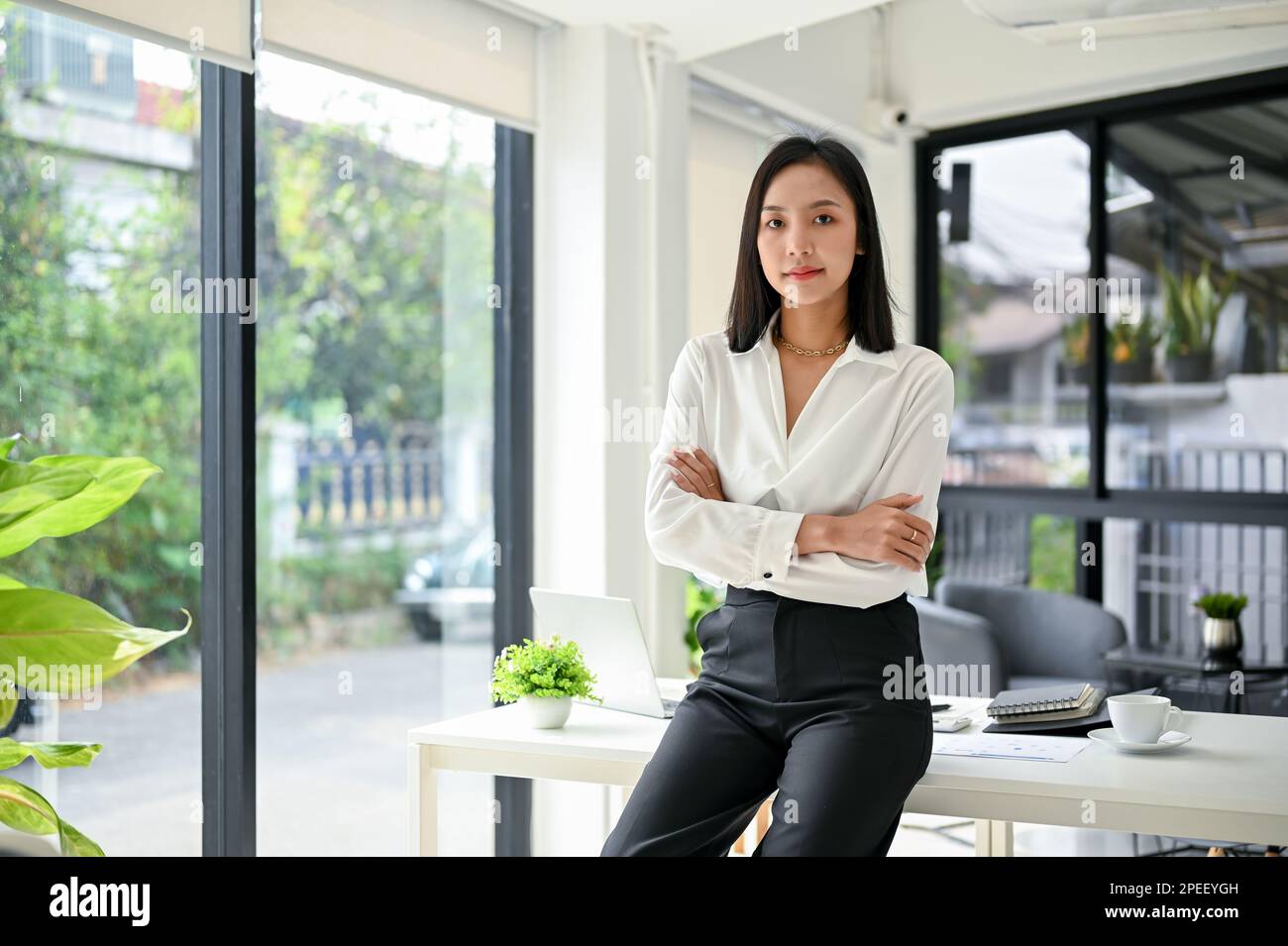 Confident and successful millennial Asian businesswoman or female CEO ...