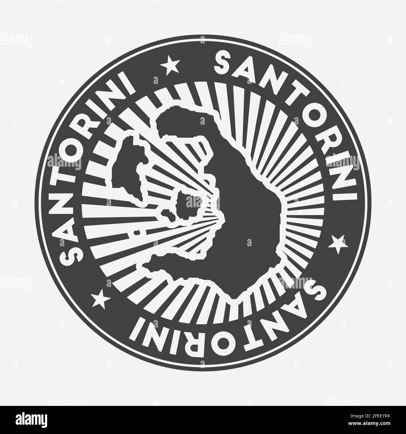 Santorini round logo. Vintage travel badge with the circular name and ...