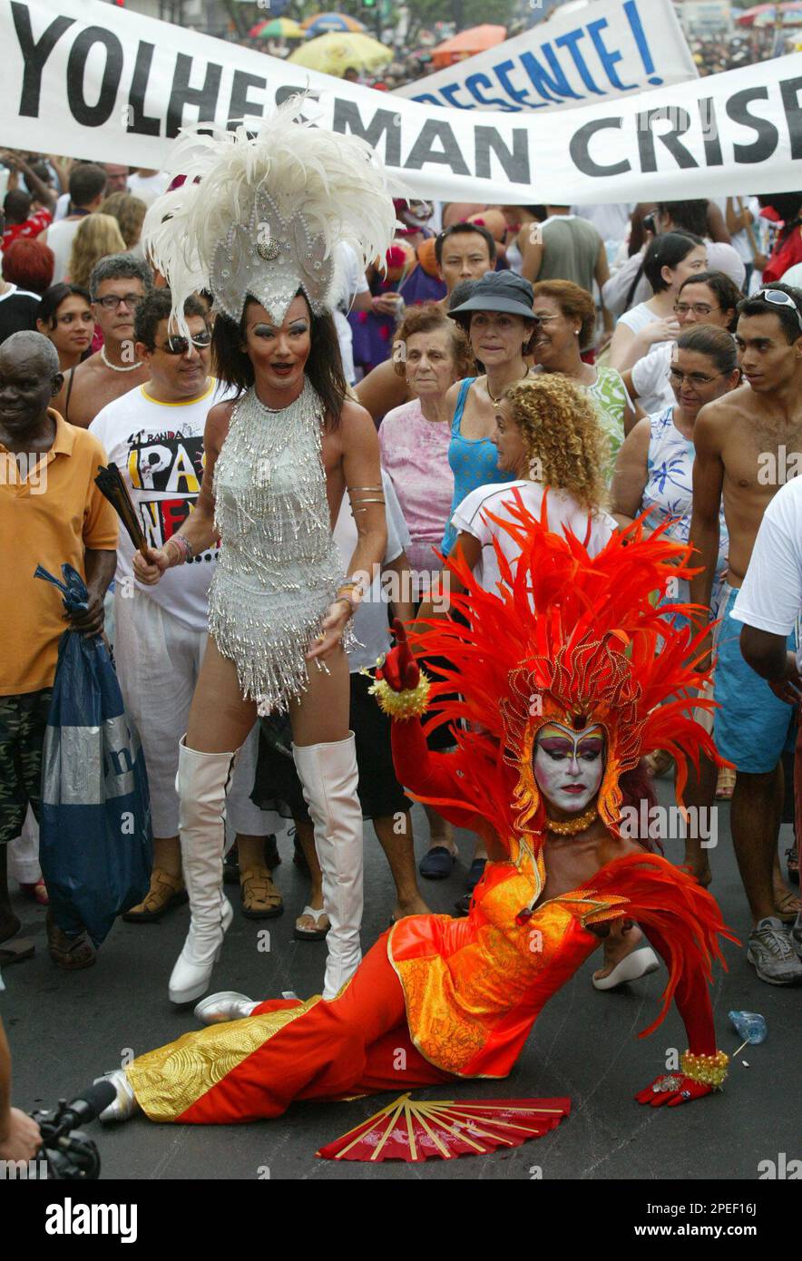 Drag queens dance during a parade on Ipanema's block, at the Ipanema ...