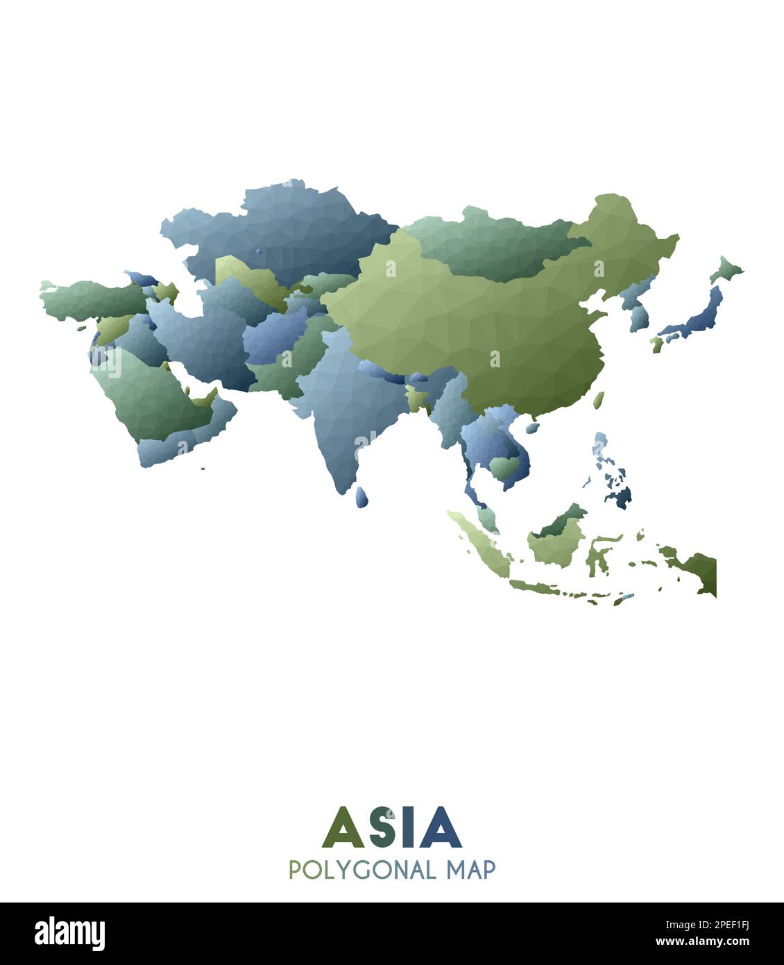 Asia Map. Actual low poly style continent map. Decent vector ...