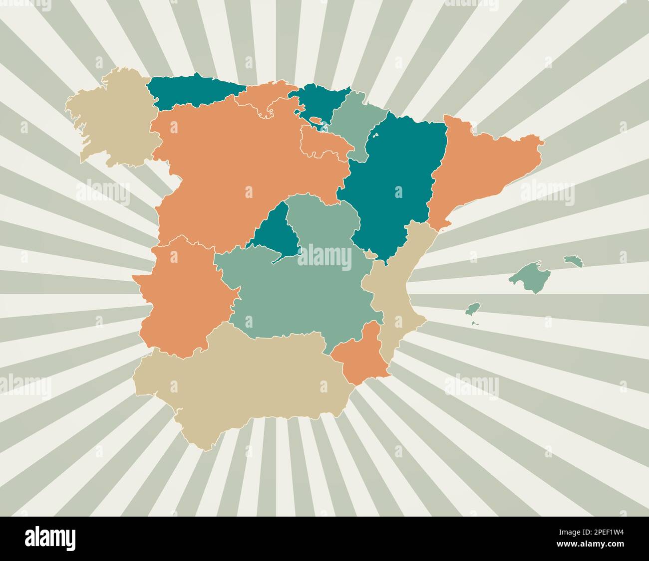 Spain map. Poster with map of the country in retro color palette. Shape ...