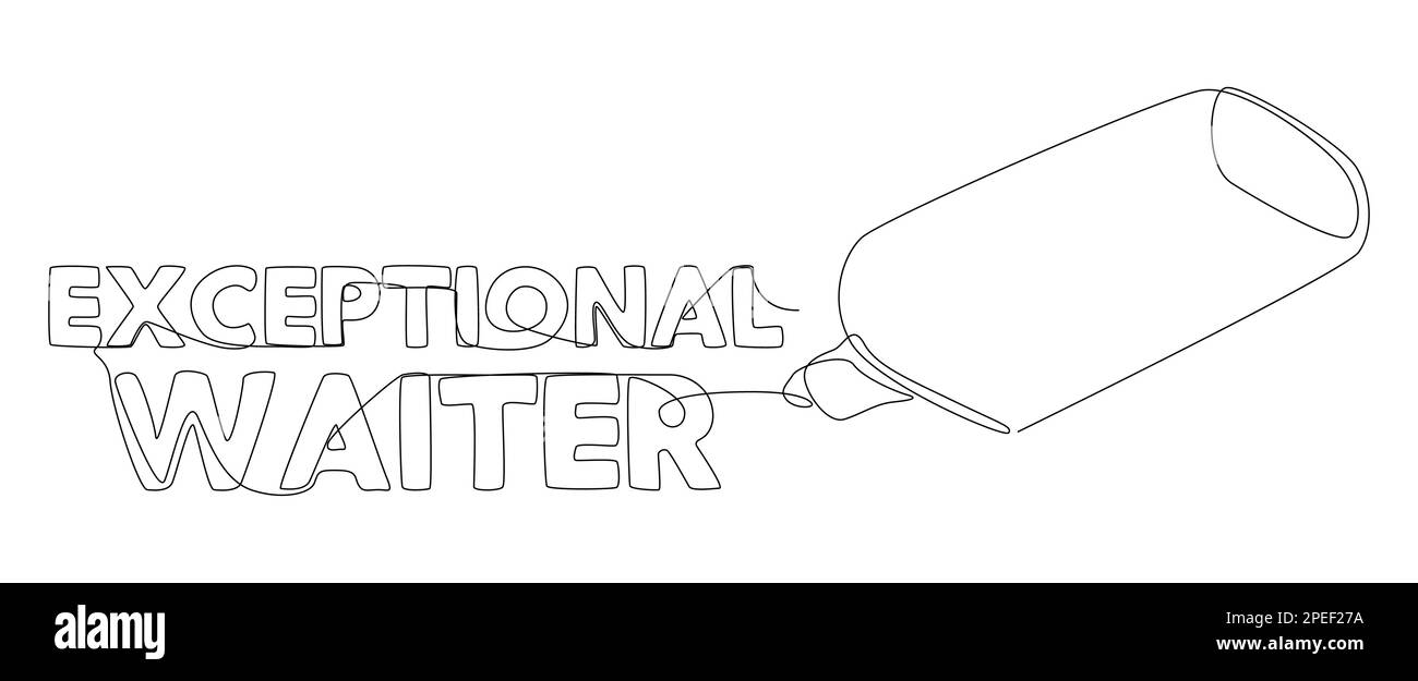 One Continuous Line Of Exceptional Waiter Text Written With A Pencil