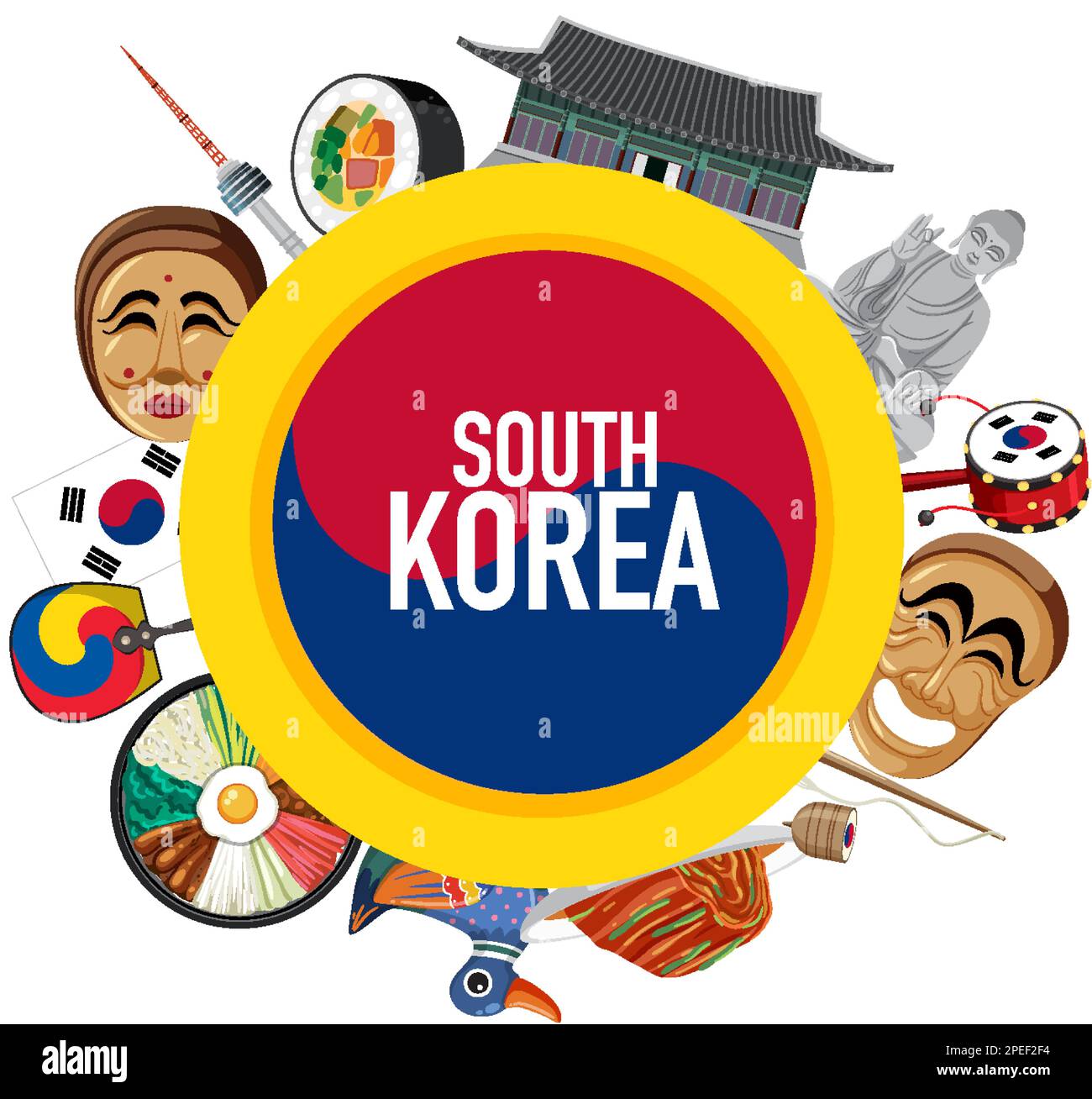 South Korea element nation tradition symbol illustration Stock Vector ...