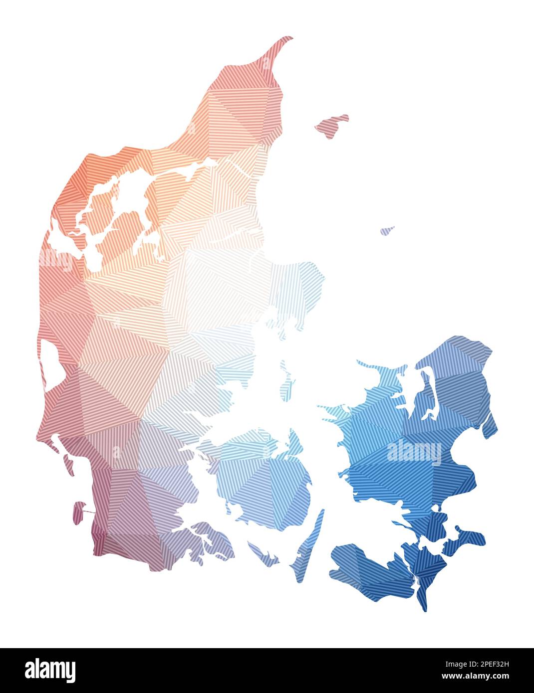 Map of Denmark. Low poly illustration of the country. Geometric design ...
