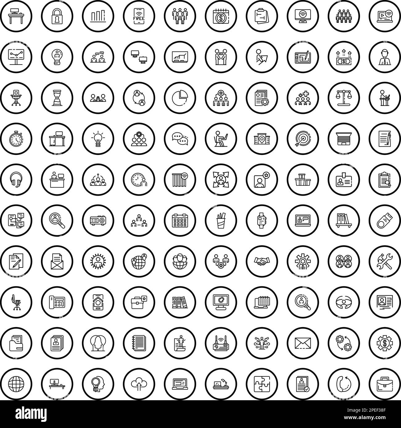 100 workspace icons set. Outline illustration of 100 workspace icons ...