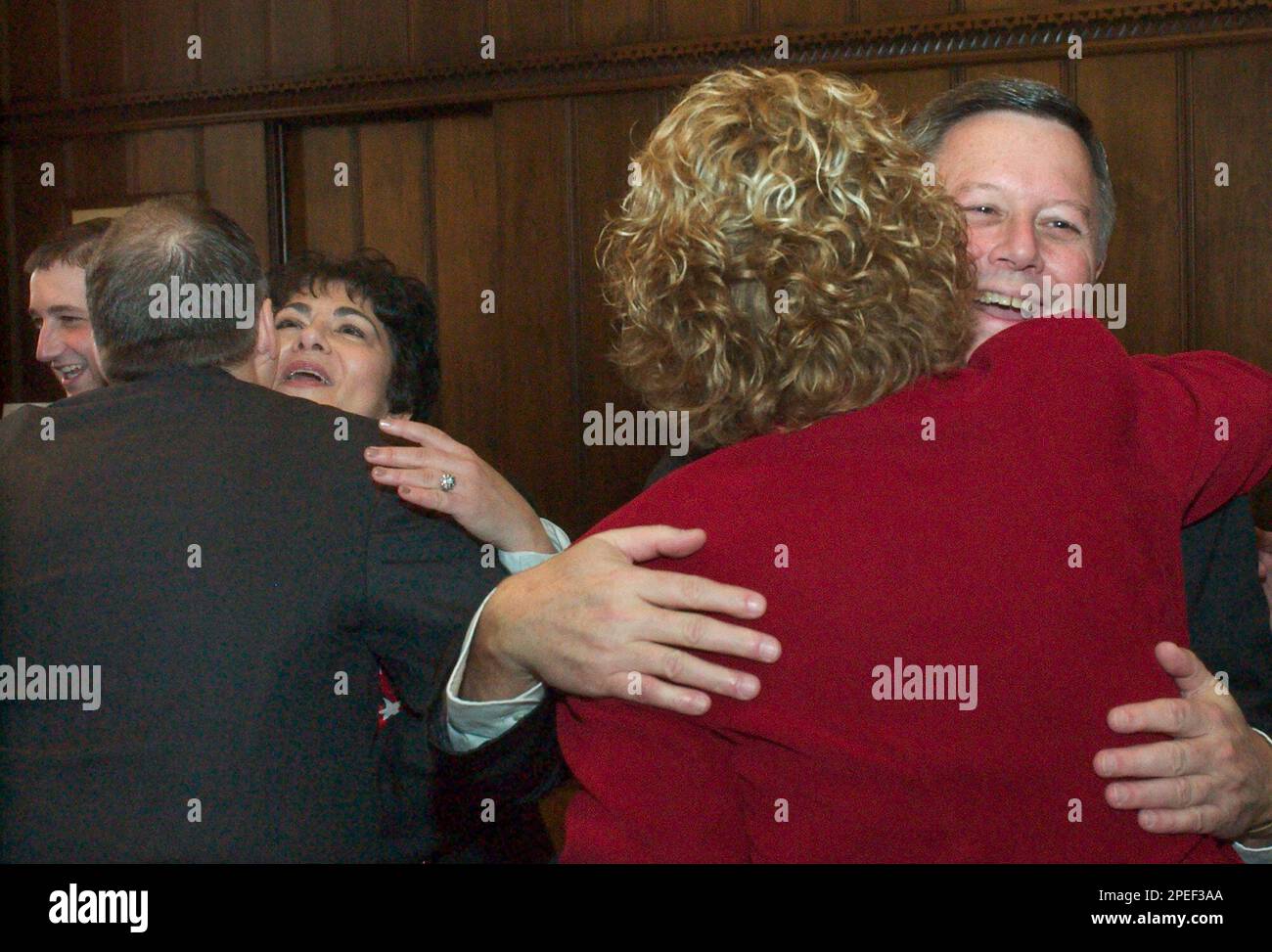 Nebraska Gov. Dave Heineman, right, first lady Sally Ganem, center, and ...
