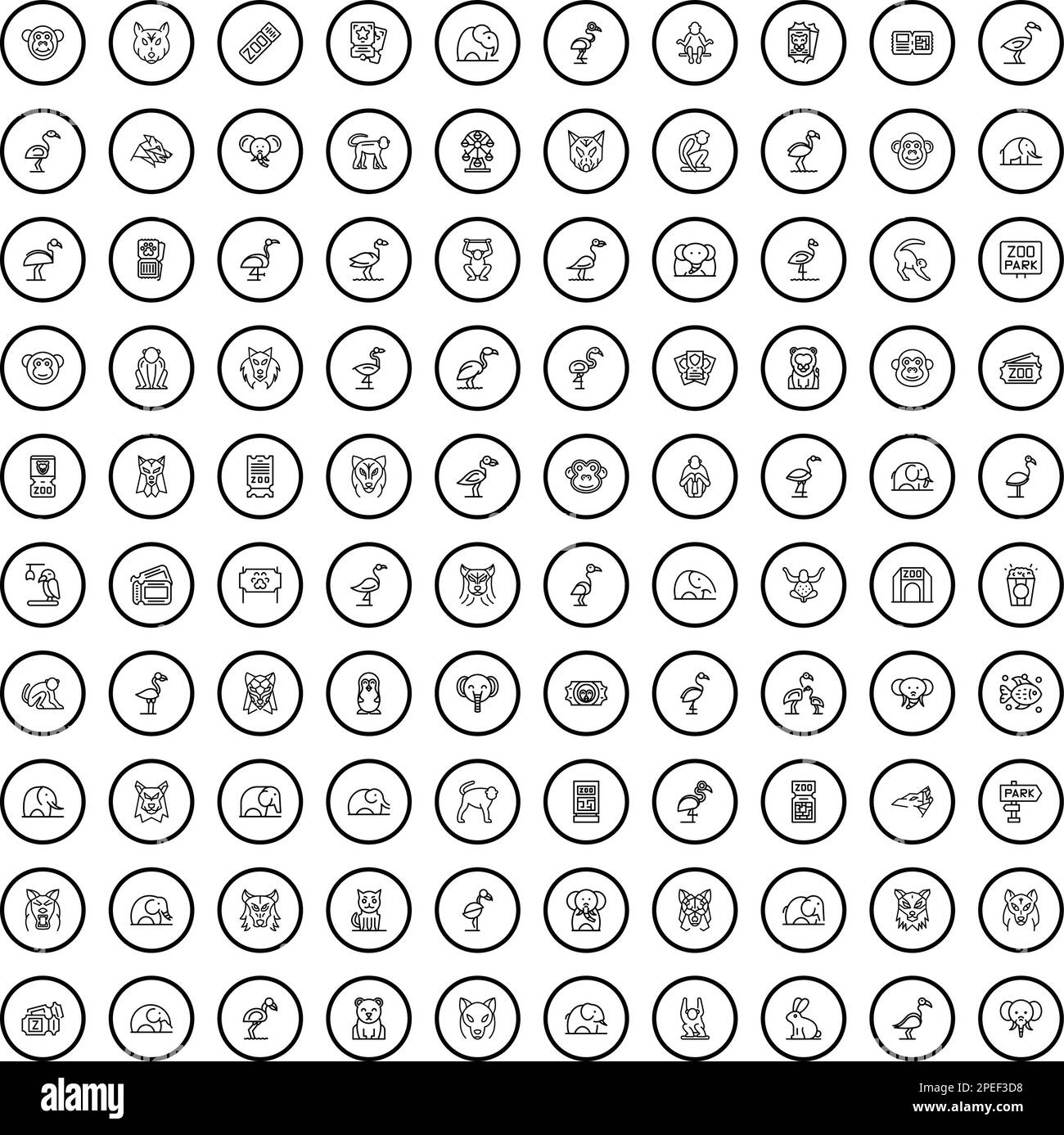 100 zoo icons set. Outline illustration of 100 zoo icons vector set ...