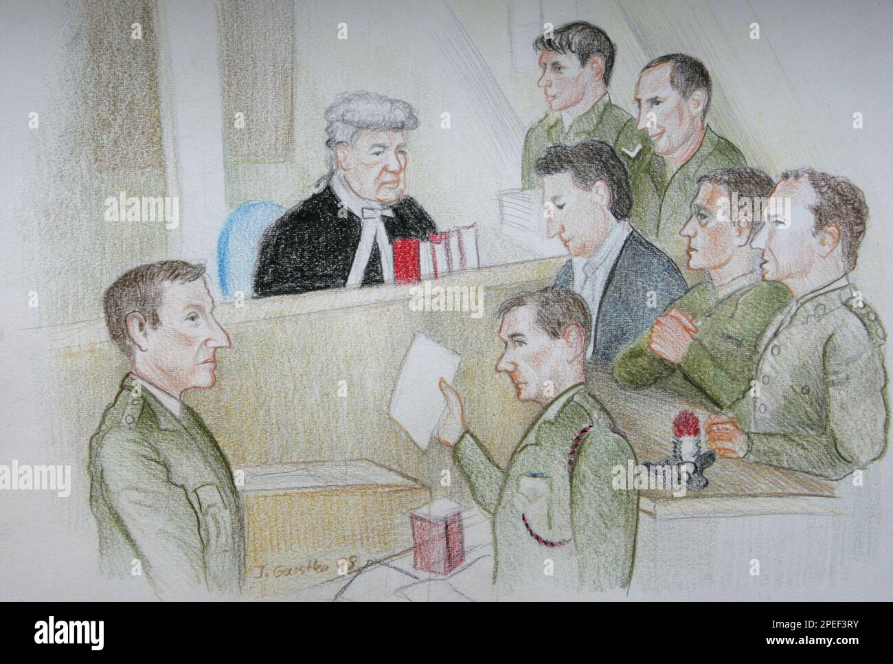 Photo of a courtroom drawing shows Army prosecutor Nick Clapham, 3rd ...