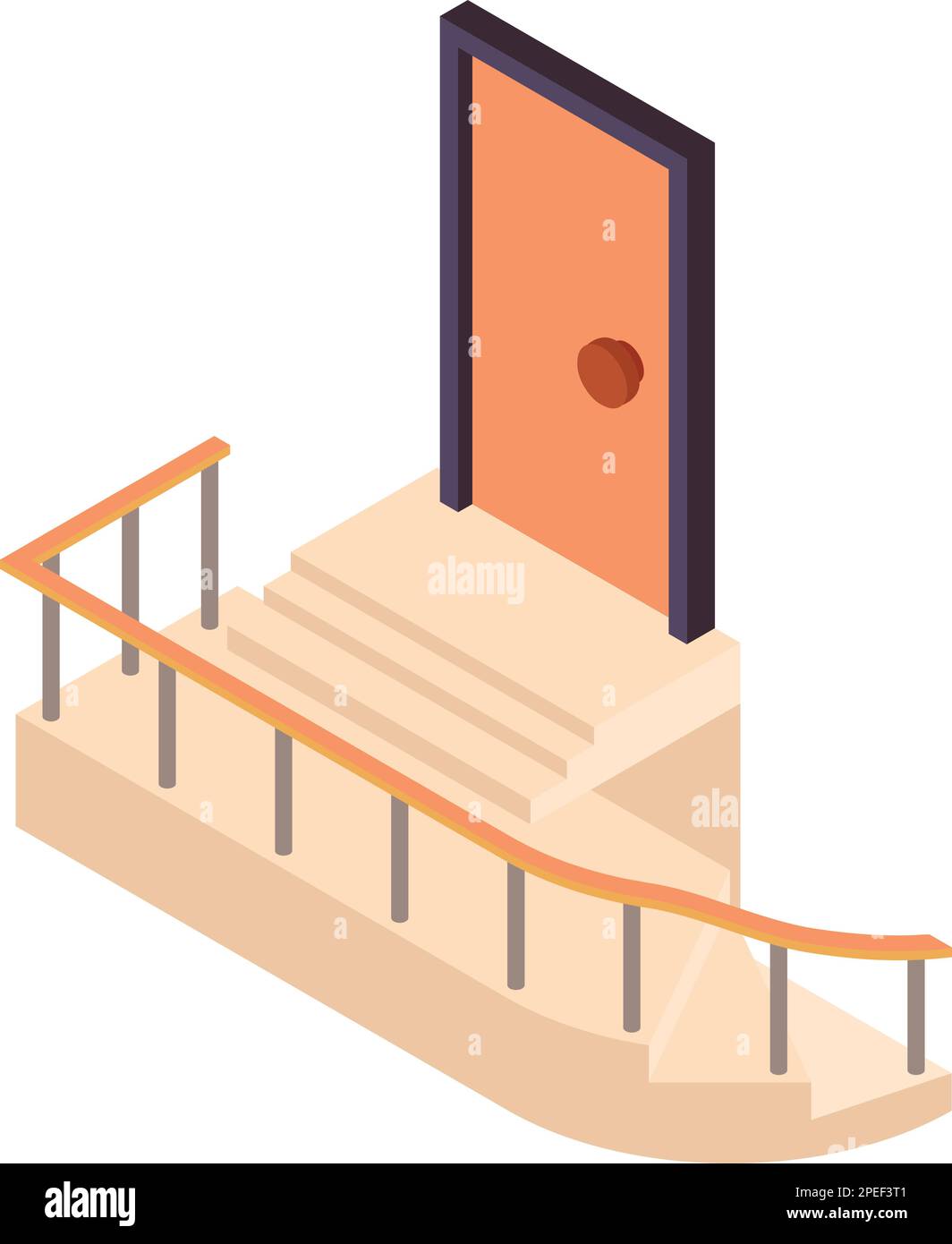 Building entrance icon isometric vector. Staircase with handrail and ...