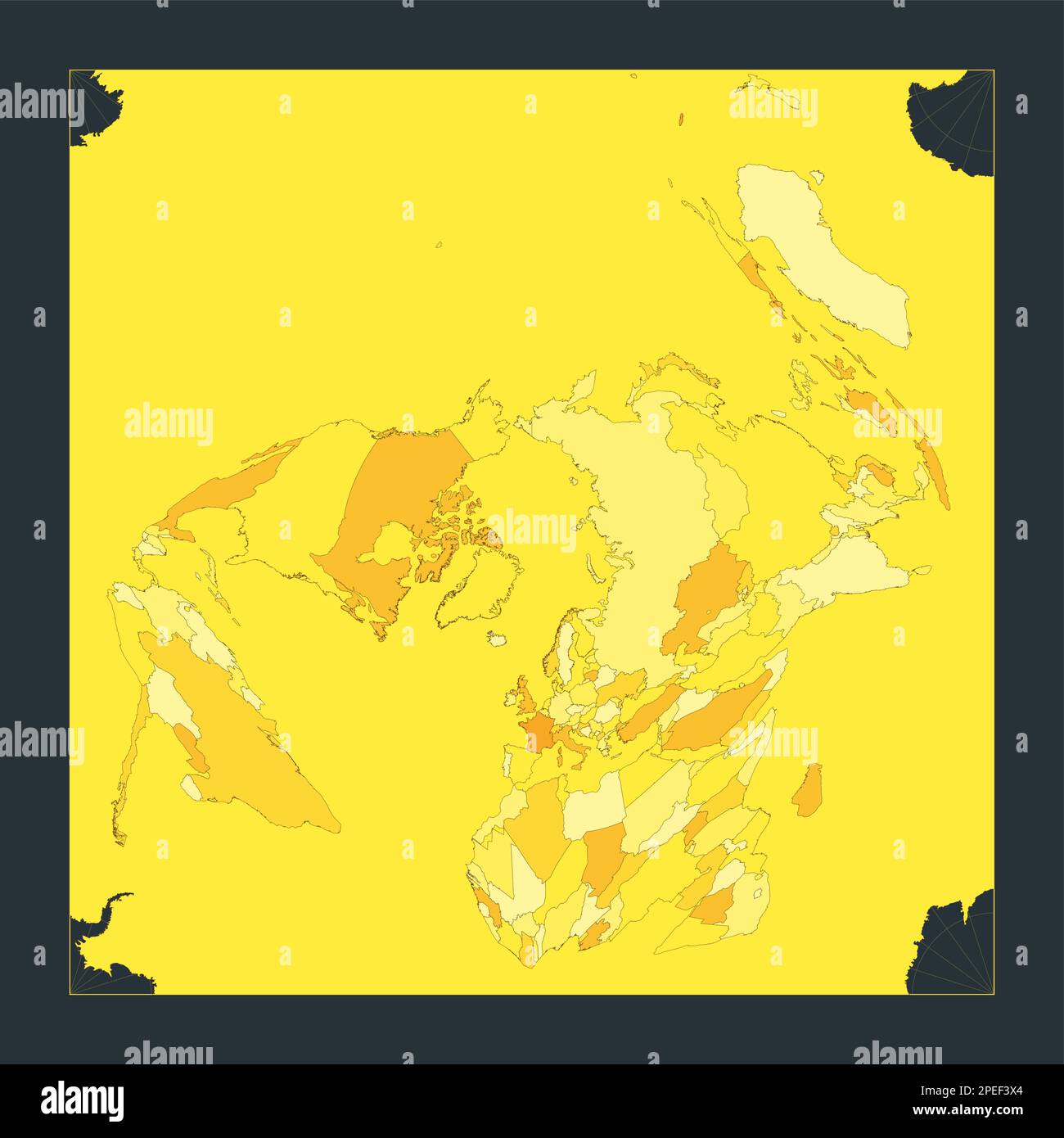 World Map. Gringorten square equal-area projection. Futuristic world ...