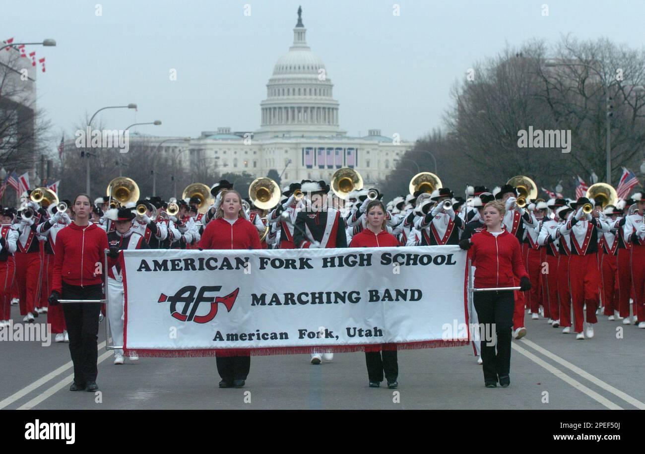 Members of the American Fork High School Marching Band, from American ...