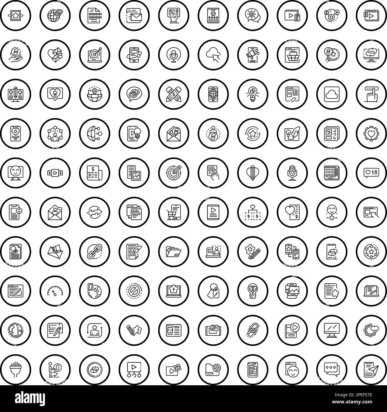 100 website icons set. Outline illustration of 100 website icons vector ...