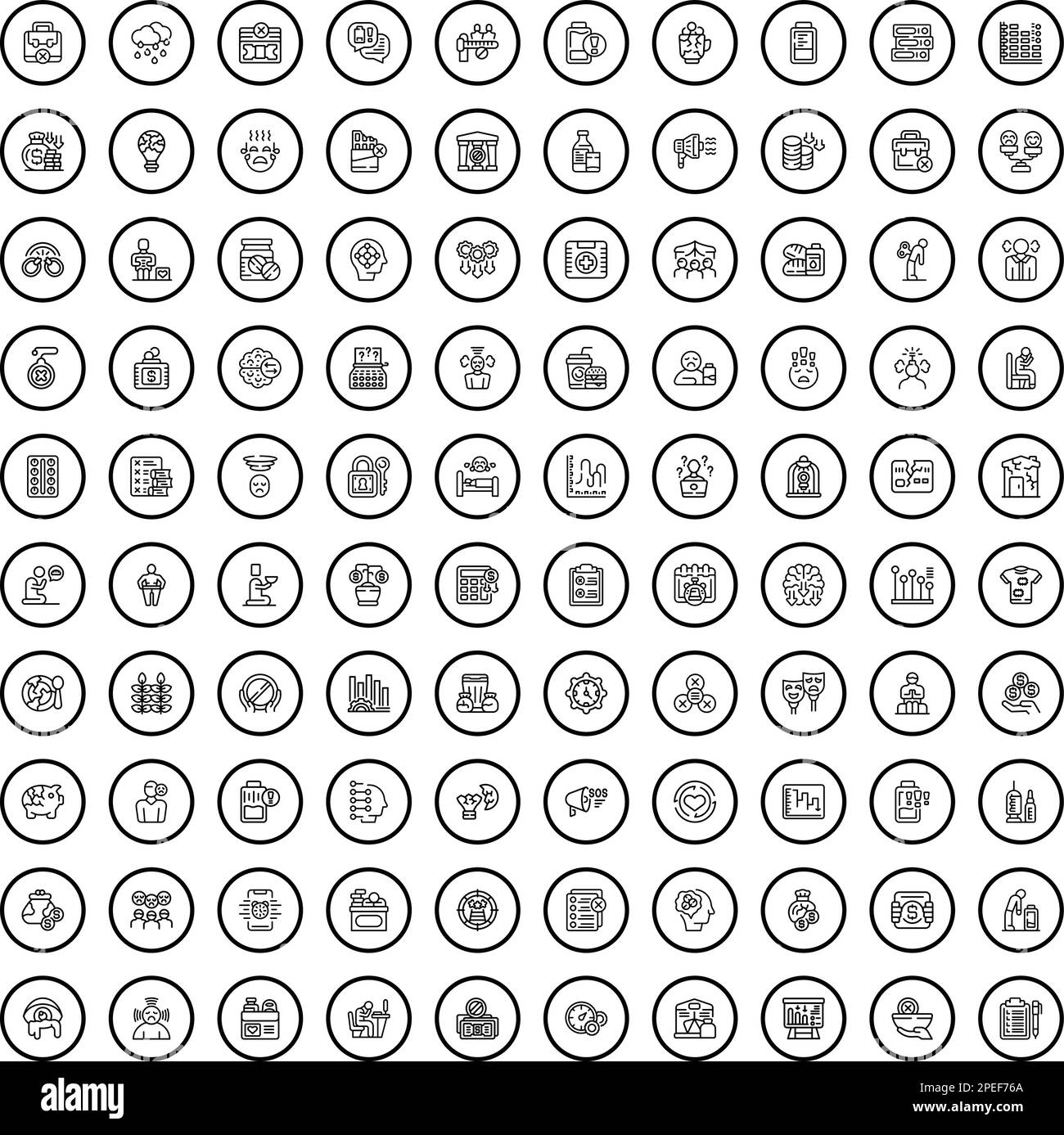 100 work icons set. Outline illustration of 100 work icons vector set ...