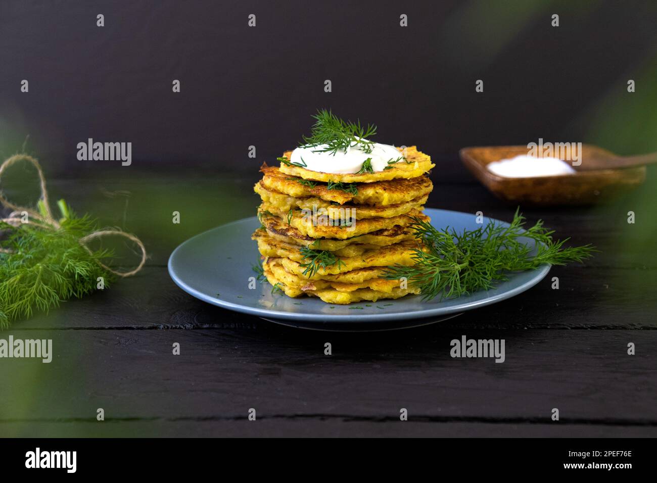 Traditional Ukrainian deruny . Ukrainian cuisine Potato pancake Stock ...