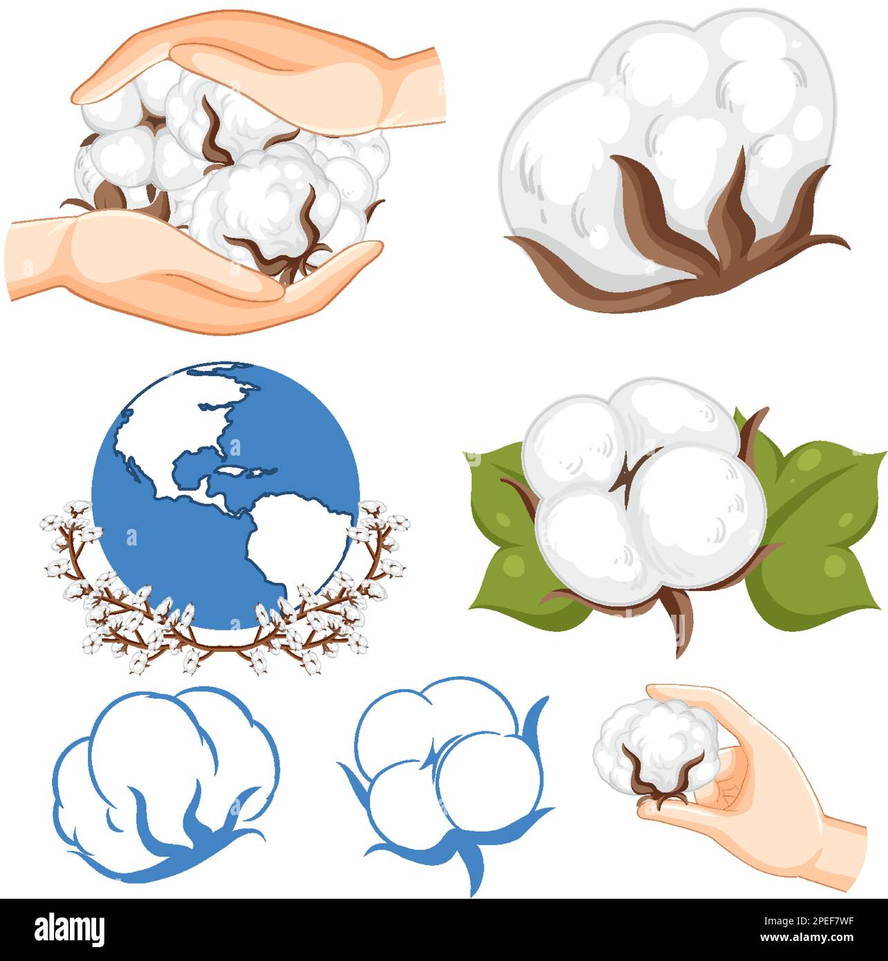 Set of cotton isolated cartoon illustration Stock Vector Image & Art ...