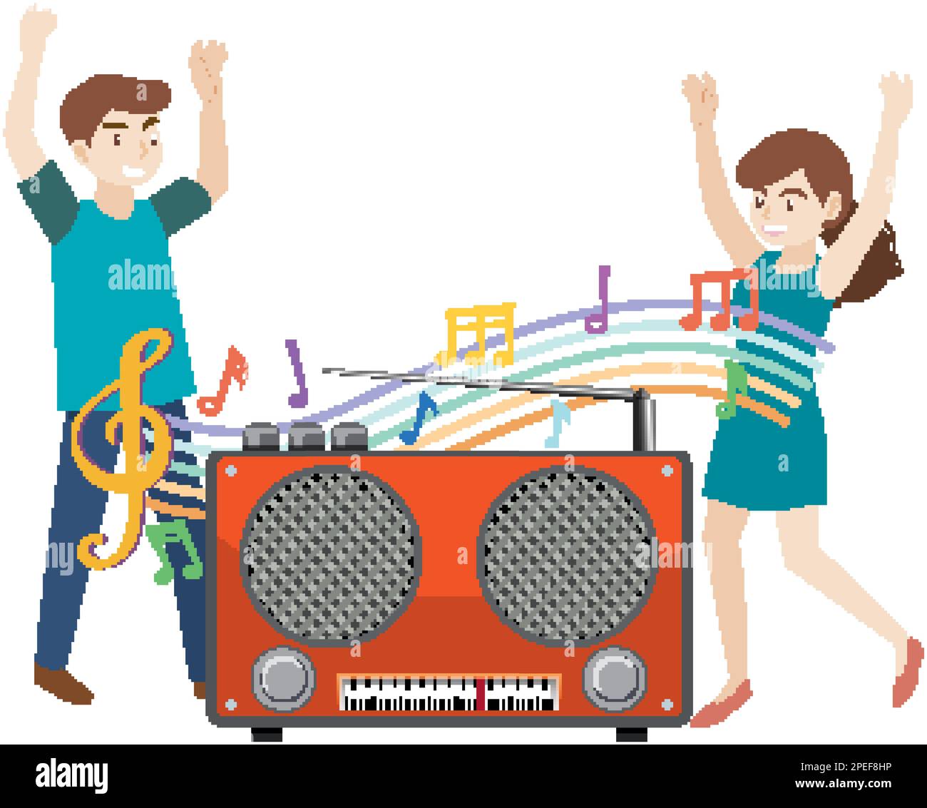 Vintage transistor radio cartoon illustration Stock Vector Image & Art ...
