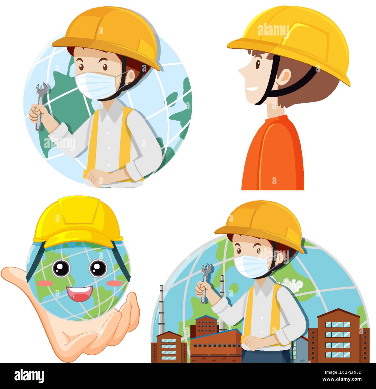 Technician and engineers collection illustration Stock Vector Image ...