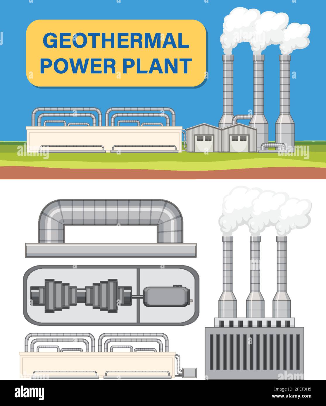 Geothermal Power Plant Banner Design illustration Stock Vector Image ...