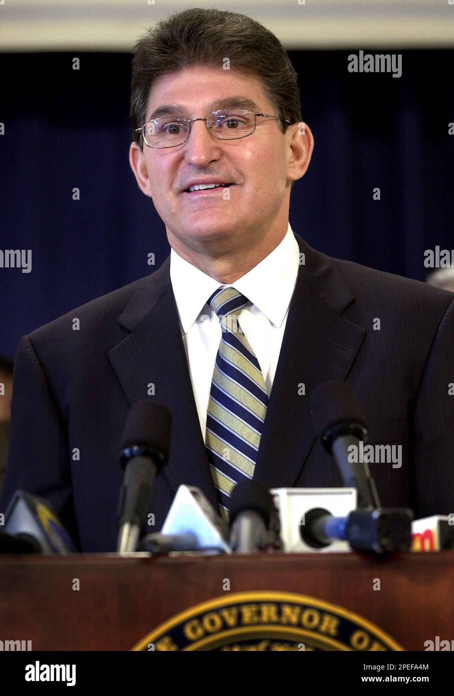 West Virginia Gov. Joe Manchin takes questions from reporters on his ...