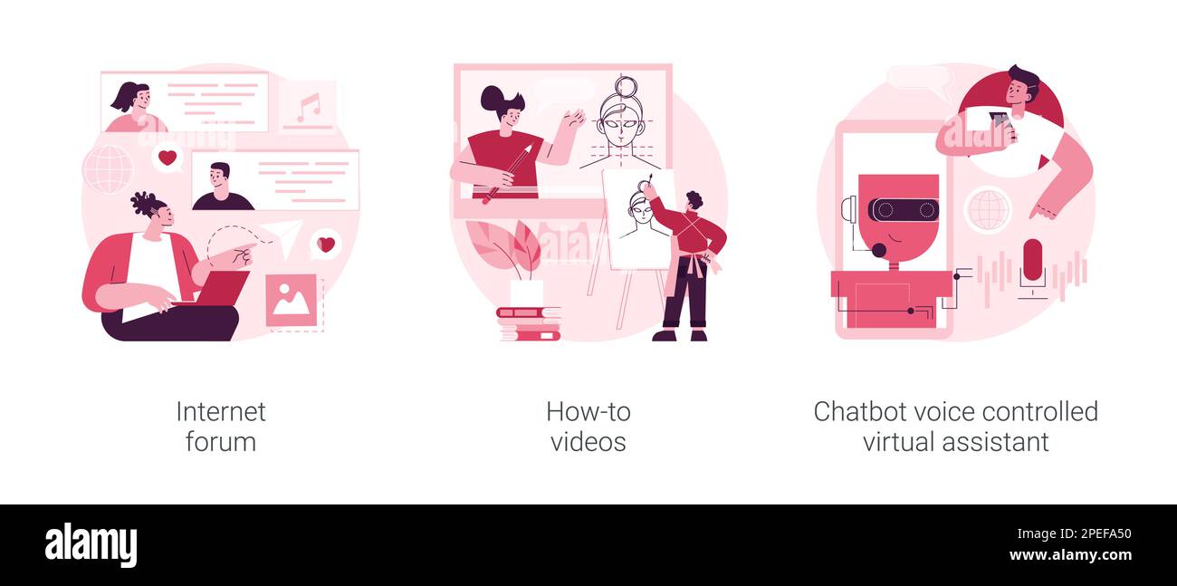 Web services abstract concept vector illustration set. Internet forum ...