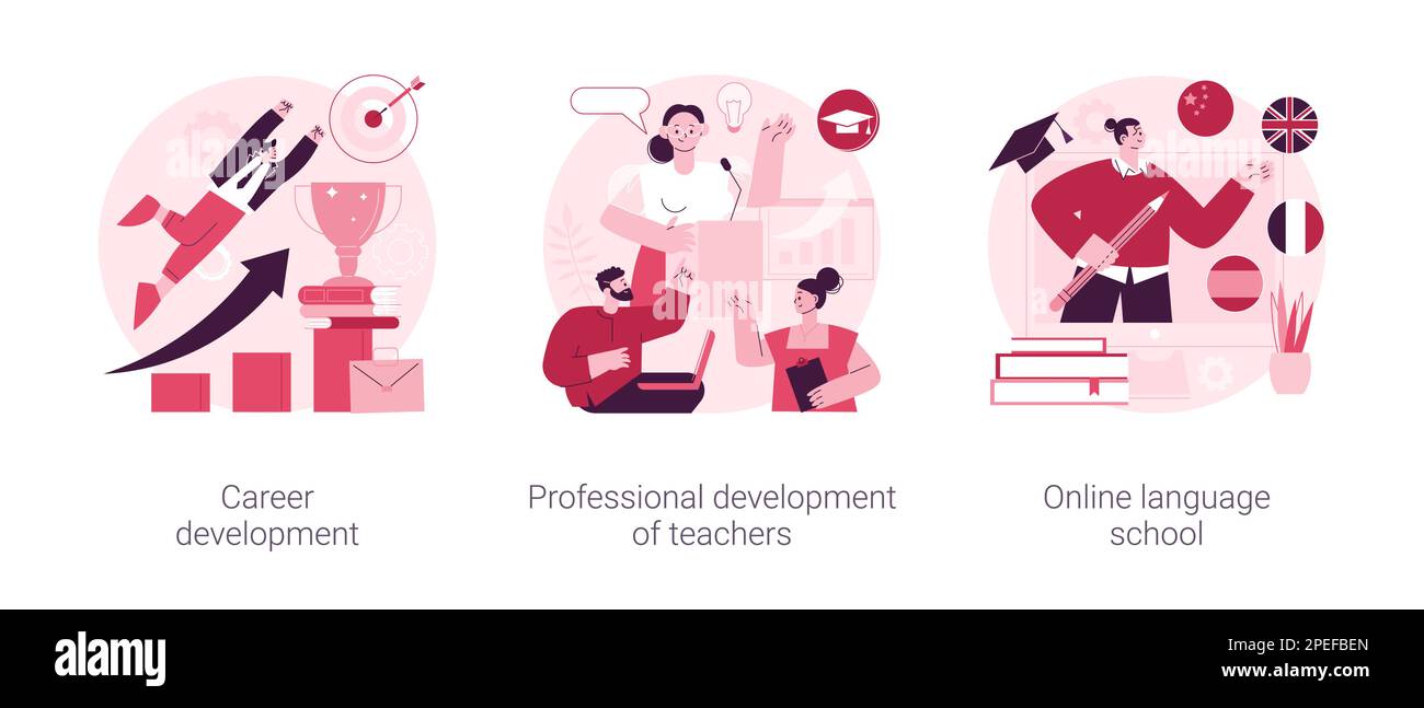 Successful career path abstract concept vector illustration set. Career ...