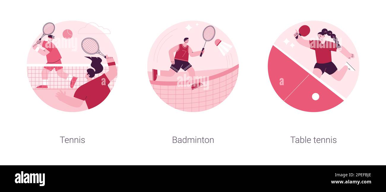 Racket sport abstract concept vector illustration set. Tennis and ...