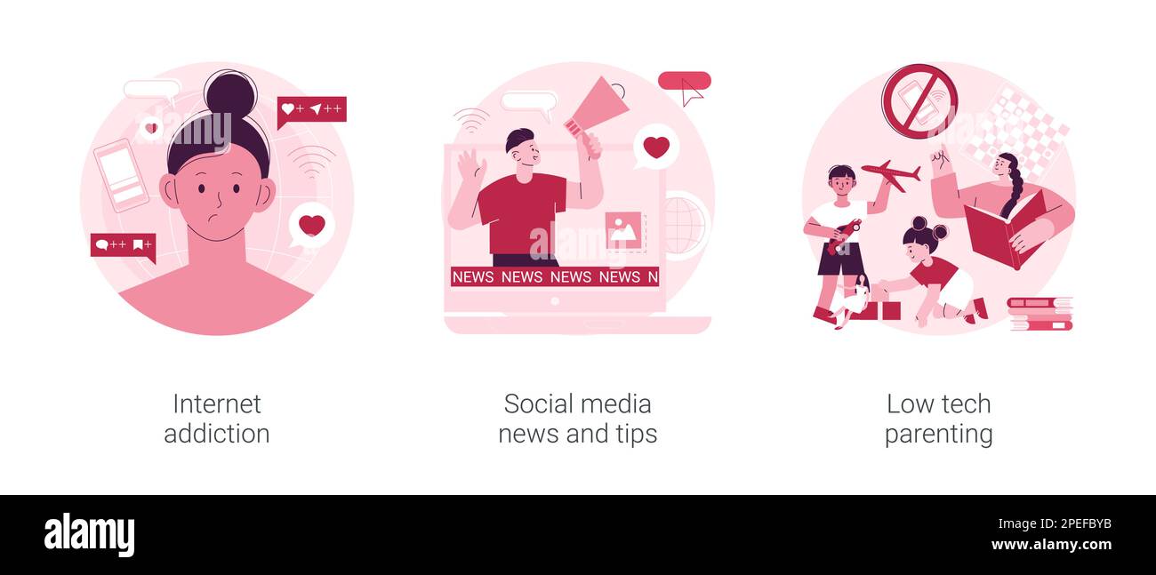 Living online abstract concept vector illustration set. Internet ...