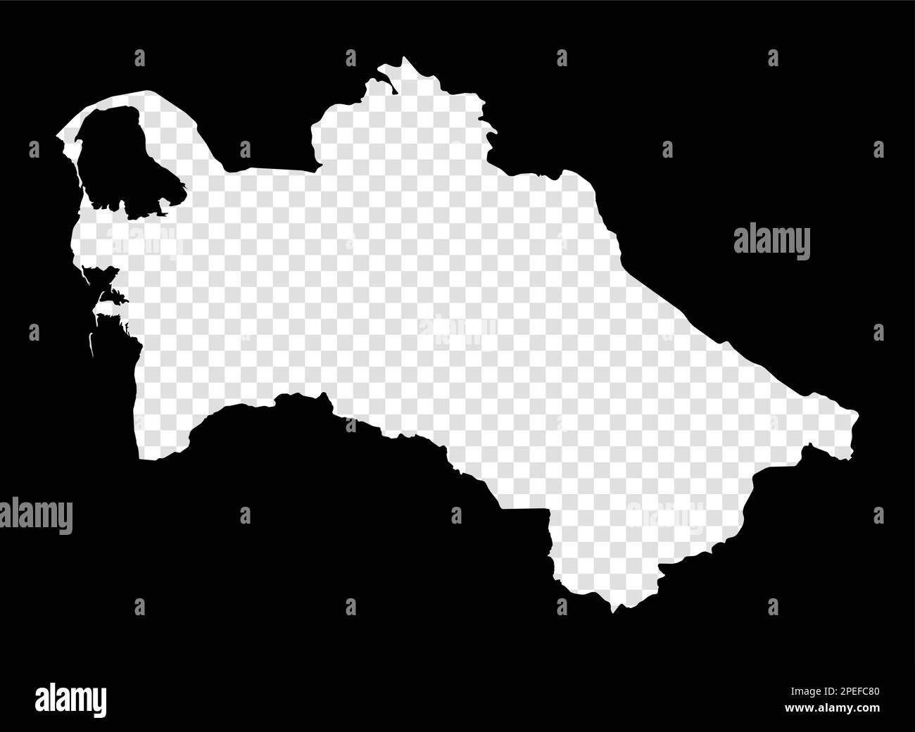 Stencil map of Turkmenistan. Simple and minimal transparent map of Turkmenistan. Black rectangle ...